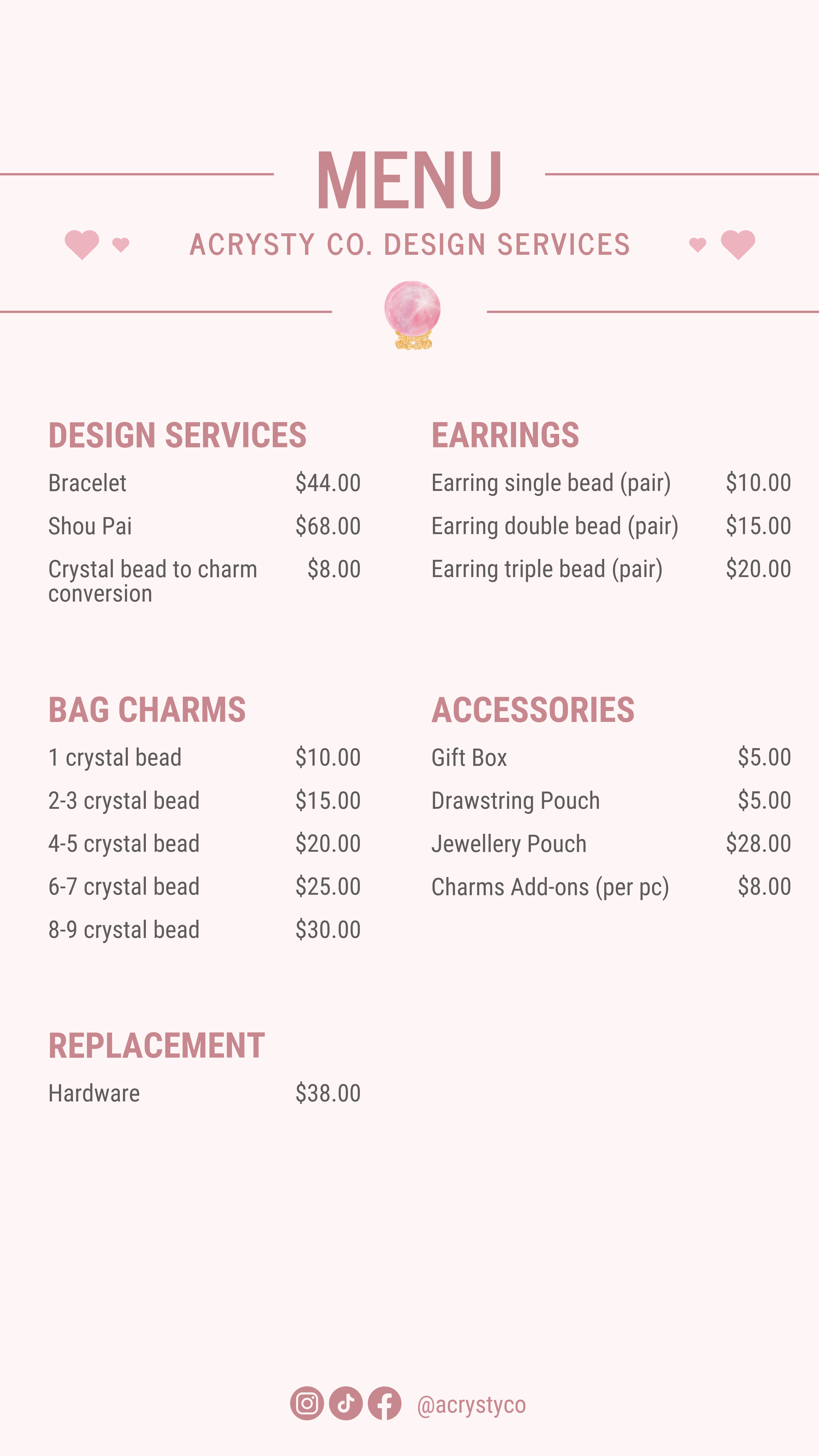 DESIGN MENU – ACRYSTY CO.